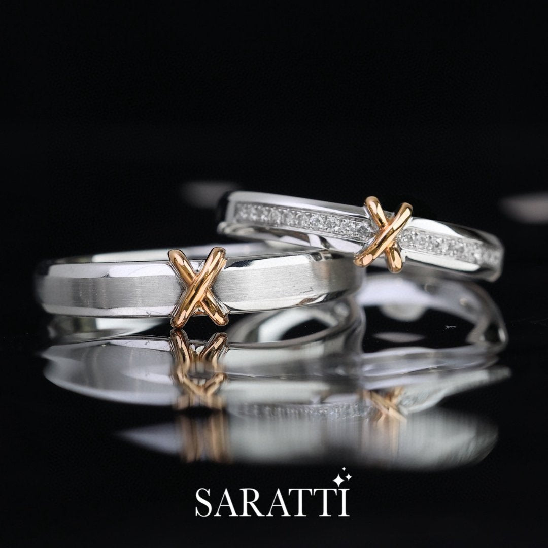 Bacio Two Tone Kiss X Wedding Band Set | His & Hers | Saratti – SARATTI