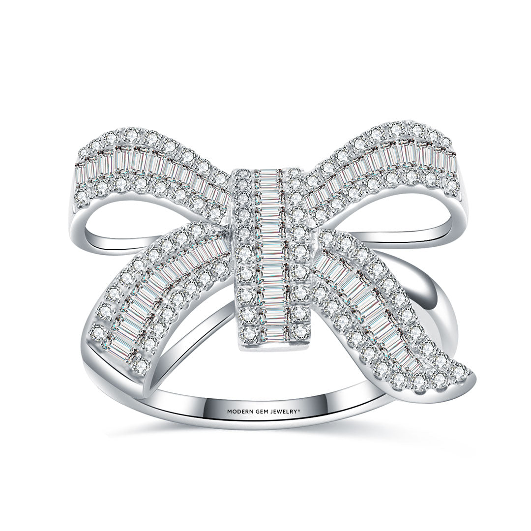 Baguette Diamond Engagement Ring Ribbon Design | Modern Gem Jewelry ...